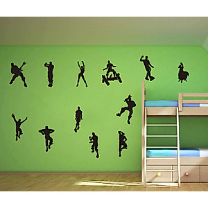 Large Game Wall Decal Poster Dancing Peel & Stick Poster Decals Floss Dancing Game Nursery Kids Room Game Stickers (Black)