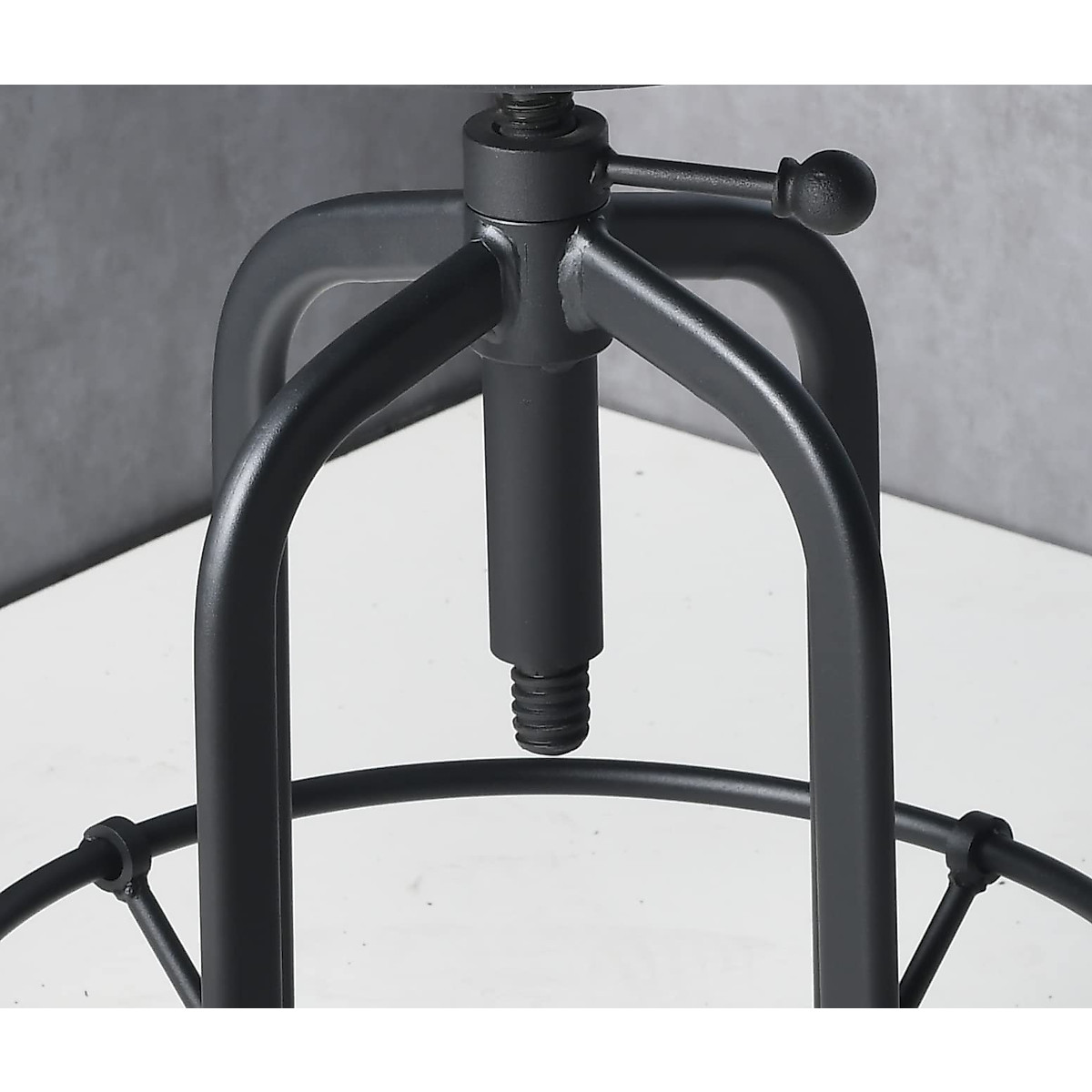 Set of 2 Industrial Bar Stool,Kitchen Stool-Adjustable Swivel Vintage Pu Leather Bar Stool-Rustic Bar Stool with Cushion Seat-Metal Iron Pipe Stool-Extra Tall Pub Height 25.39-31.29 Inch,Fully Welded