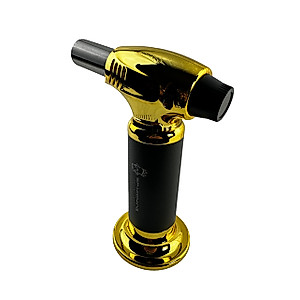 Space King Chrome Finish Wind-Proof Torch Lighter - Adjustable Flame - Child-Lock - Perfect for Camping, Kitchen, Backyard, Travel, Beach, BBQ, Mountain, Outdoors, Travel, Garage, and More. (Gold)