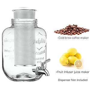 Cold Brew Coffee Filter for 1 Gallon Mason Jars, Made with Stainless Steel, Fine Mesh Filter for Large Batch Cold Brewing, 1 Gallon Mason Jar Filter Crafted to Make Iced Coffee & Tea and Sun