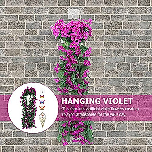 Yardwe 2 Sets Decor Ivy with Flowers Garden Sticker and Premium Floral Purple Vine: Balcony Home Plant Office Wisteria Decoration Violet Ceiling Vivid Basket Wedding Delicate Wall