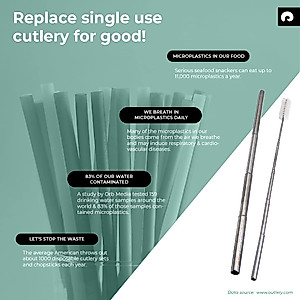 Outlery | Collapsible, Reusable Straw for Travel and Day Trips Stainless Steel Metal Bundle with Outlery | Portable & Reusable Stainless Steel Travel Cutlery Set(Rainbow)