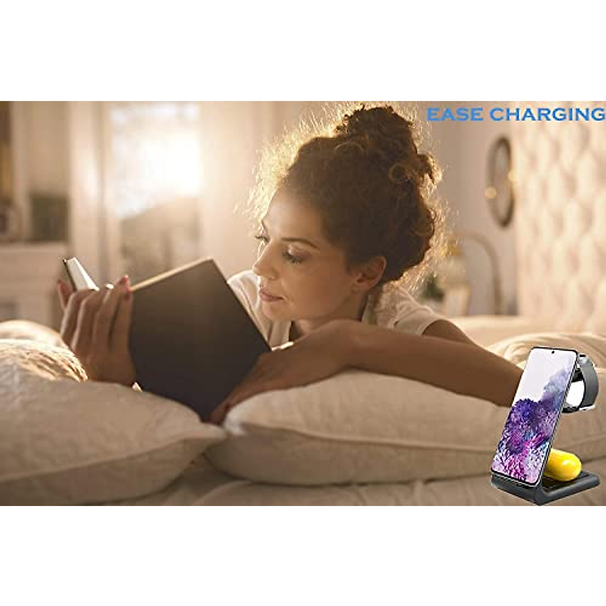 Wireless Charger Samsung 3 in 1 Qi Fast Wireless Charging Station for Multiple Devices Android Galaxy Watch 4/3/Active2/1/Gear S3,Galaxy S22/S21/S20/S10/Note20/Note10/Z Fold 3/Pixel 7/Pixel 6,Buds