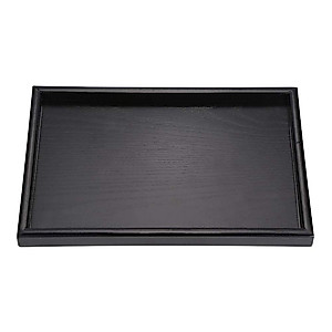 Black Wood Serving Tray, Small Rectangle Solid Wood Trays Non Slip Tea Snack Breakfast Plate Decorative Wooden Platters Food Meals Coffee Table Home Kitchen Restaurant Parties Bathroom Bar Dinner