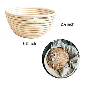 2 Pack Sourdough Proofing Baskets Set 6 Inch Dough Proofing Rising Rattan Basket Round Brotform Banneton Bread Basket With Linen Liner For Home Bakers