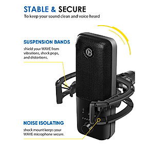 Borenbuir Wave Shock Mount, [Custom Built for Wave Mic] Anti-Vibration Suspension Shock Mount Holder Clip Compatible with Elgato Wave:1 and Wave:3 Microphones