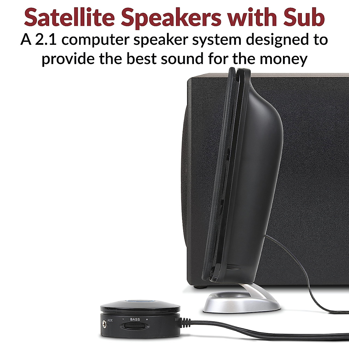 Cyber Acoustics CA-3908 2.1 Multimedia Speaker System with Subwoofer, 92 Watts Peak Power, Deep Bass, Perfect for Music, Movies, and Games on Desktops, Laptops, Consoles