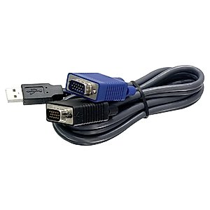 TRENDnet 2-in-1 USB VGA KVM Cable, 1.83m (6 Feet), VGA-SVGA HDB 15-Pin Male to Male, USB 1.1 Type A, Connect Computers with VGA and USB Ports, USB Keyboard-Mouse Cable & Monitor Cable, Black, TK-CU06