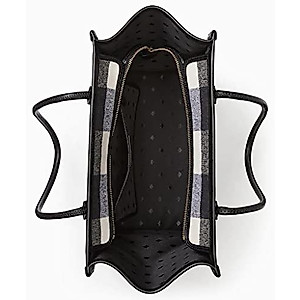 Kate Spade Ella Festive Check Plaid Print Large Top Zip Tote Black Multi