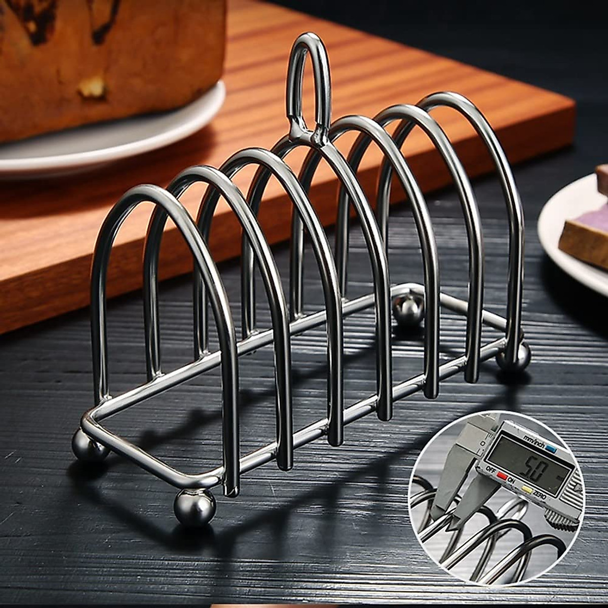 Lodokdre Toast Bread Rack Holder 6 Stainless Steel Toast Rack with Ball Feet and Loop Carry Handle