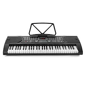 Hamzer 61-Key Portable Electronic Keyboard Piano with Stand, Stool, Headphones, Microphone & Sticker Sheet