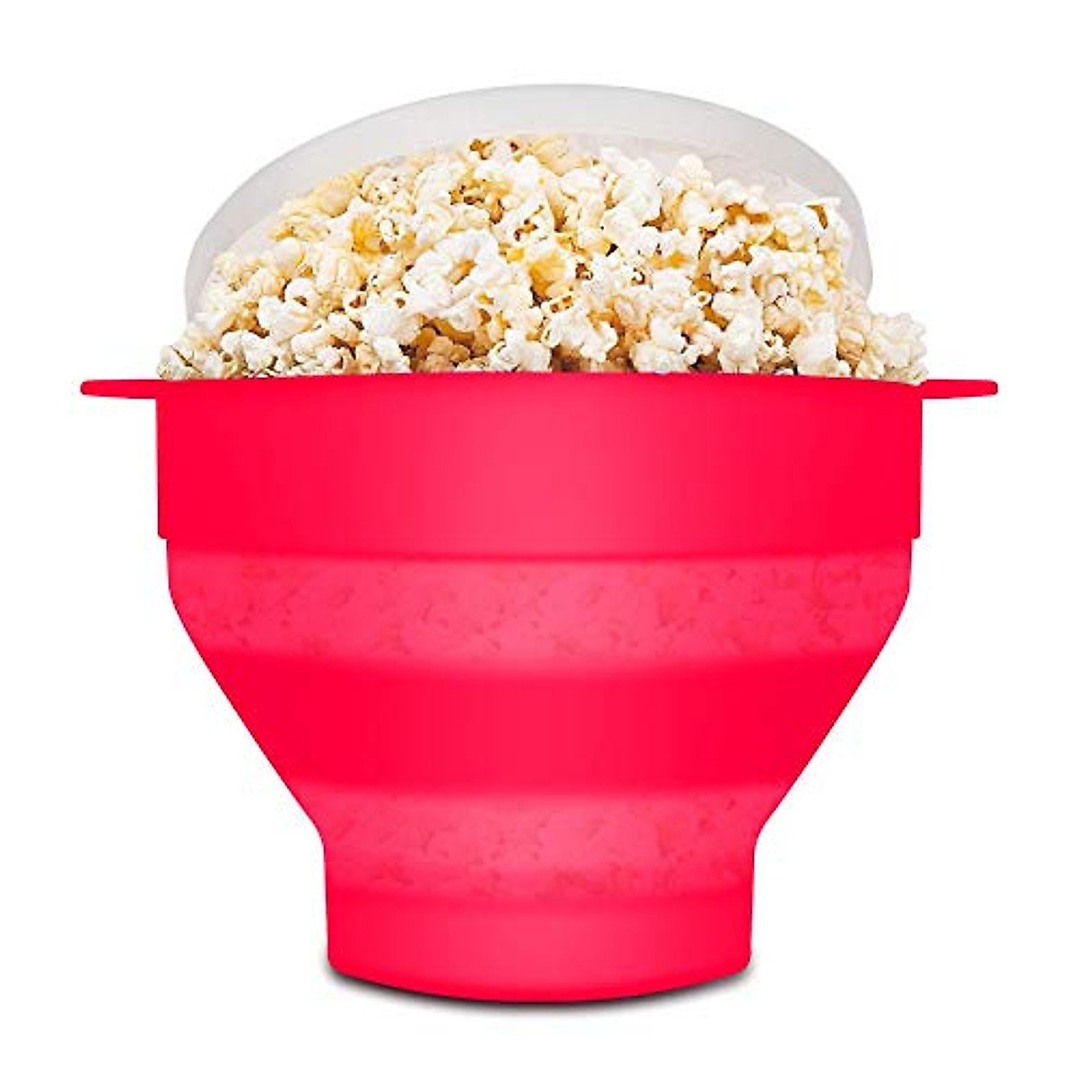 KUFUNG Kitchen Microwave Popcorn Popper Collapsible, BPA Free Silicone Popcorn Popper Microwave Collapsible Bowl, Quick & Easy Popcorn Popper Silicone Microwave (S, Rose Red)