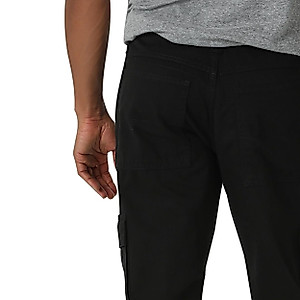 Wrangler Authentics Men's Big & Tall Relaxed Fit Cargo Pant (Logan), Black Twill, 46W x 30L