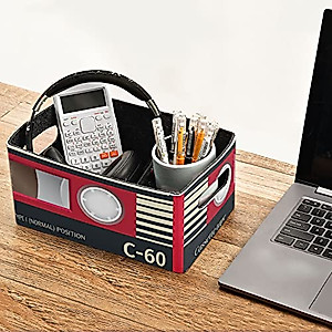 J JOYSAY Plastic Audio Cassette Tape Storage Basket Felt Storage Bin Collapsible Towel Storage Decorative Baskets Organizer for Laundry Baby Room