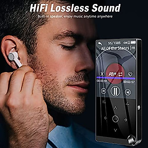 64GB MP3 Player with Bluetooth, Sunoony Music Player with FM Radio, Built-in HD Speaker, HiFi Lossless Sound, TF Card, Earphone, Voice Recorder/Video/Photo Viewer/E-Book Player for Kids, Running, Gift
