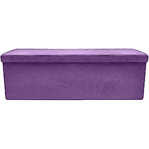Sorbus Storage Ottoman Bench – Collapsible/Folding Bench Chest with Cover – Perfect Toy and Shoe Chest, Hope Chest, Pouffe Ottoman, Seat, Foot Rest, – Contemporary Faux Suede (Purple)