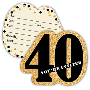 Haizct 15 Pack 40th Birthday Party Invitations With Envelopes,40th Party Invitations,40th Celebration,Birthday Party Invitations Cards For Adults