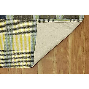 Casavani Indian Handmade Rug Geometric Green & Black Cotton Dhurrie Washable Kitchen Rugs with Tassels Farmhouse Throw Rugs for Bedroom,Laundry,Living Room,Porch 3x5 4x8 5x8 4x6 Feet