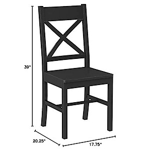 Walker Edison Modern Farmhouse Wood X-Back Armless Dining Chairs Kitchen, Set of 2, Black