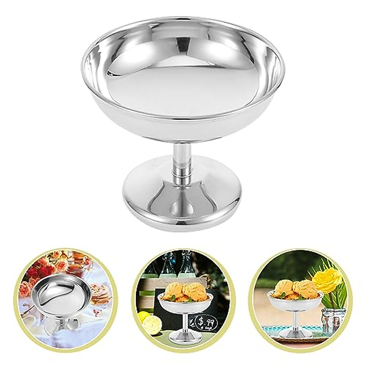 DOITOOL Pudding Cups Ice Cream Cups Dessert Dish Stainless Steel Sundae Bowls Snack Yogurt Cup Pudding Cup Salad Cup Serving Dish Fruit Container Footed Trifle Tasters