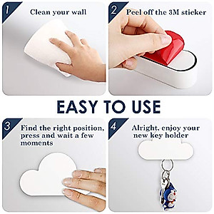 MoKo Magnetic Key Holder, [2 Pack] Magnetic Key Rack Organizer Hooks with Adhesive Magnetic Key Ring Holder for Wall Door - White