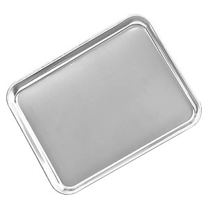 2 Pack Large Stainless Steel Tray, Non Toxic & Healthy, Mirror Finish & Rust Free Thickening Pan, for Baking Cookie Sheet, Lab Medical Instruments, Dental, Tattoo and Surgical (16'' x 12'' x 1'')