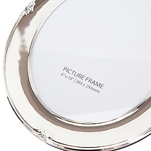 Happy Homewares Traditional and Ornate Oval Metal Silver Plated 8" x 10" Single Picture Frame Lacquer Coated with Black Velvet Back