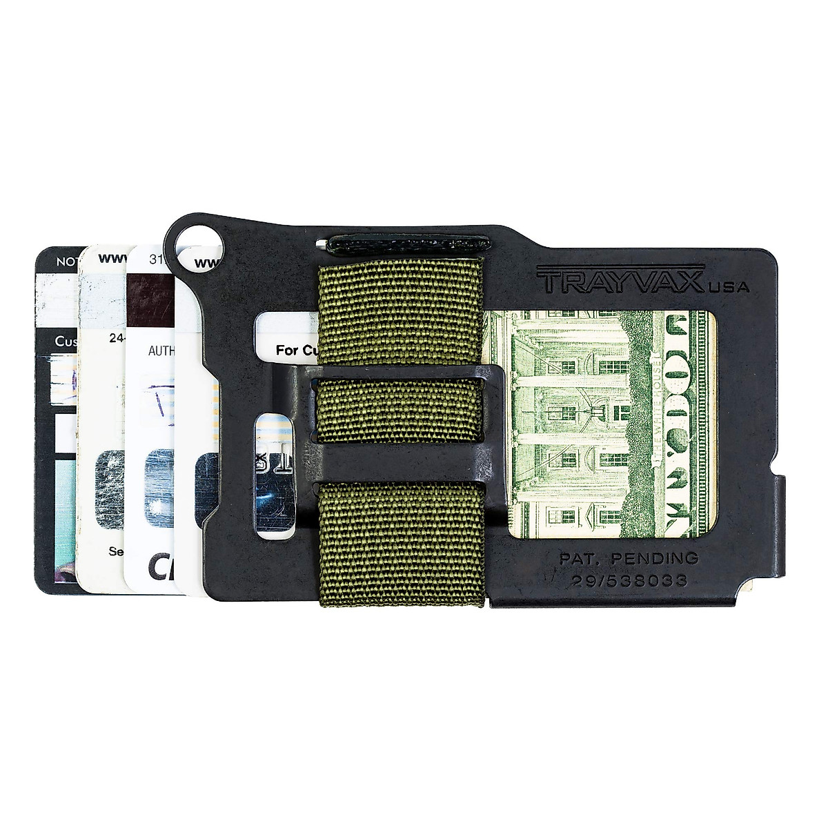 Trayvax Armored Summit Wallet, RFID Front Pocket Metal Credit Card Holder with Money Clip, Slim Minimalist Wallet for Men and Women, OD Green