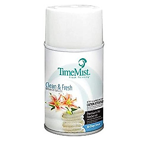 TimeMist Premium Metered Air Freshener Refills - Clean & Fresh - 7.1 oz (Case of 12) - 1042771 - Lasts Up To 30 Days and Neutralizes Tough Odors
