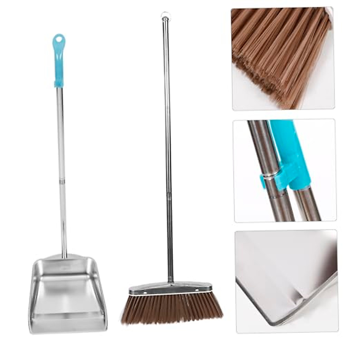 TOKIDNY 1 Set Stainless Steel Trash Shovel Trash Cleaning Wide Angle Broom Kitchen Dustpan Garbage Shovel Litter Shovel Stand up Modern Broom and Dustpan Sweeping Brush Floor Broom Silver