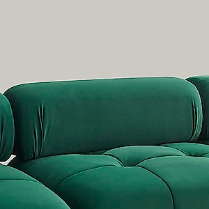 ERYE DIY Combination w/3 Single Seats and Movable Ottoman, Modern Convertible Modular Sofa & Couch Cloud Deep Seater Sofá, 93", Green Velvet Button Tufted