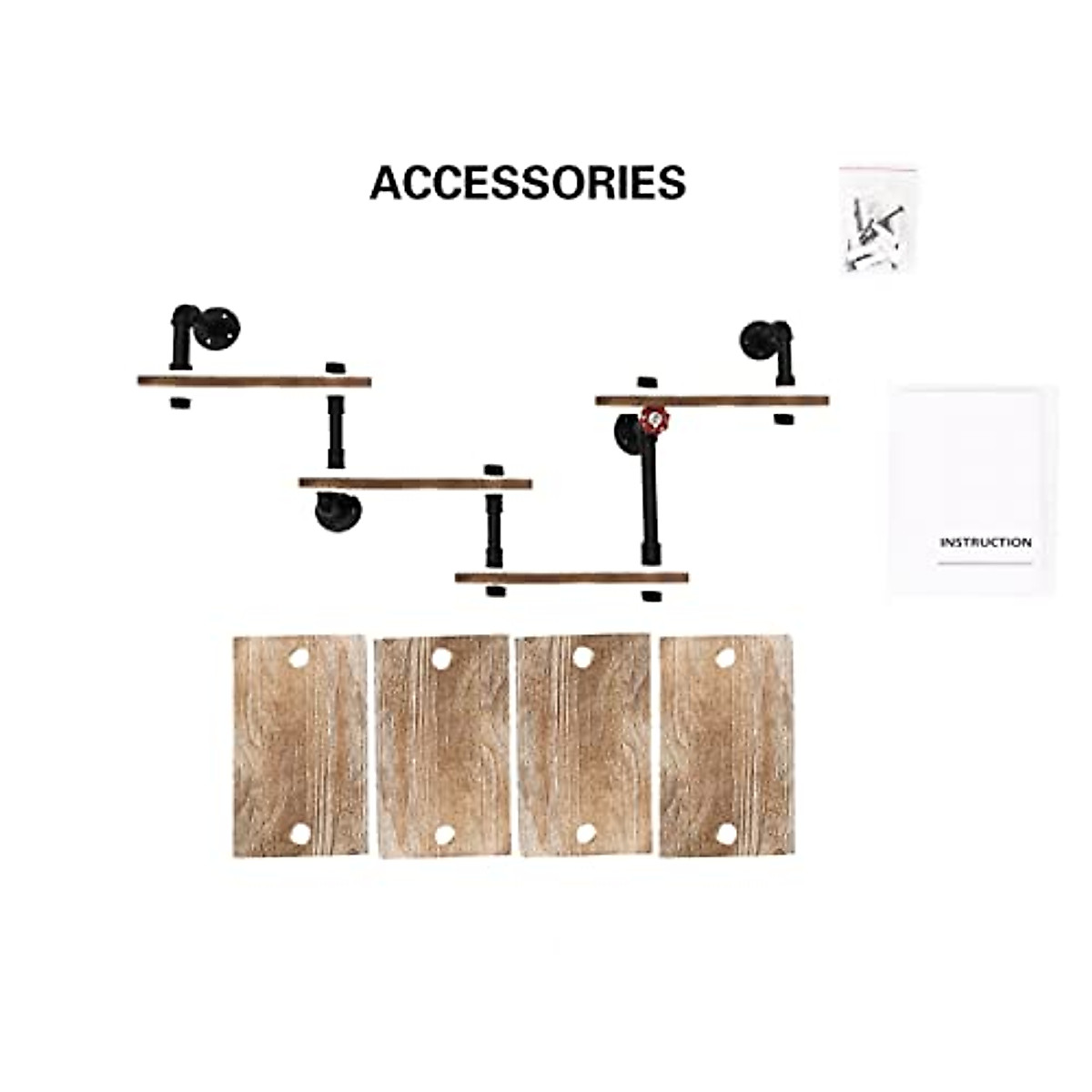 Mdjwjj Industrial Pipe Shelves Wall Mounted Rustic Floating Shelves 4 Layer Ladder Hanging Bookshelf DIY Pipe Shelving for Bedroom Office Kitchen