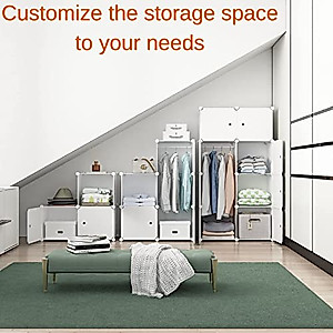 MAGINELS Portable Wardrobe Closets - 14"x18" Depth (12 Cubes) Cube Storage, Bedroom Armoire, Wardrobe Storage Closet, Clothes Dresser, Closet Storage Organizer, White