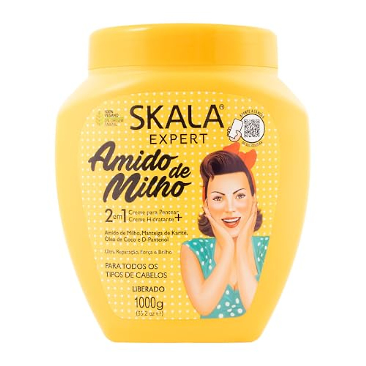 SKALA - Linha Expert - Creme de Tratamento 2 em 1 Amido de Milho 1 Kg - (Expert Collection - Corn Starch 2 in 1 Treatment Cream Net 33.81 Oz)