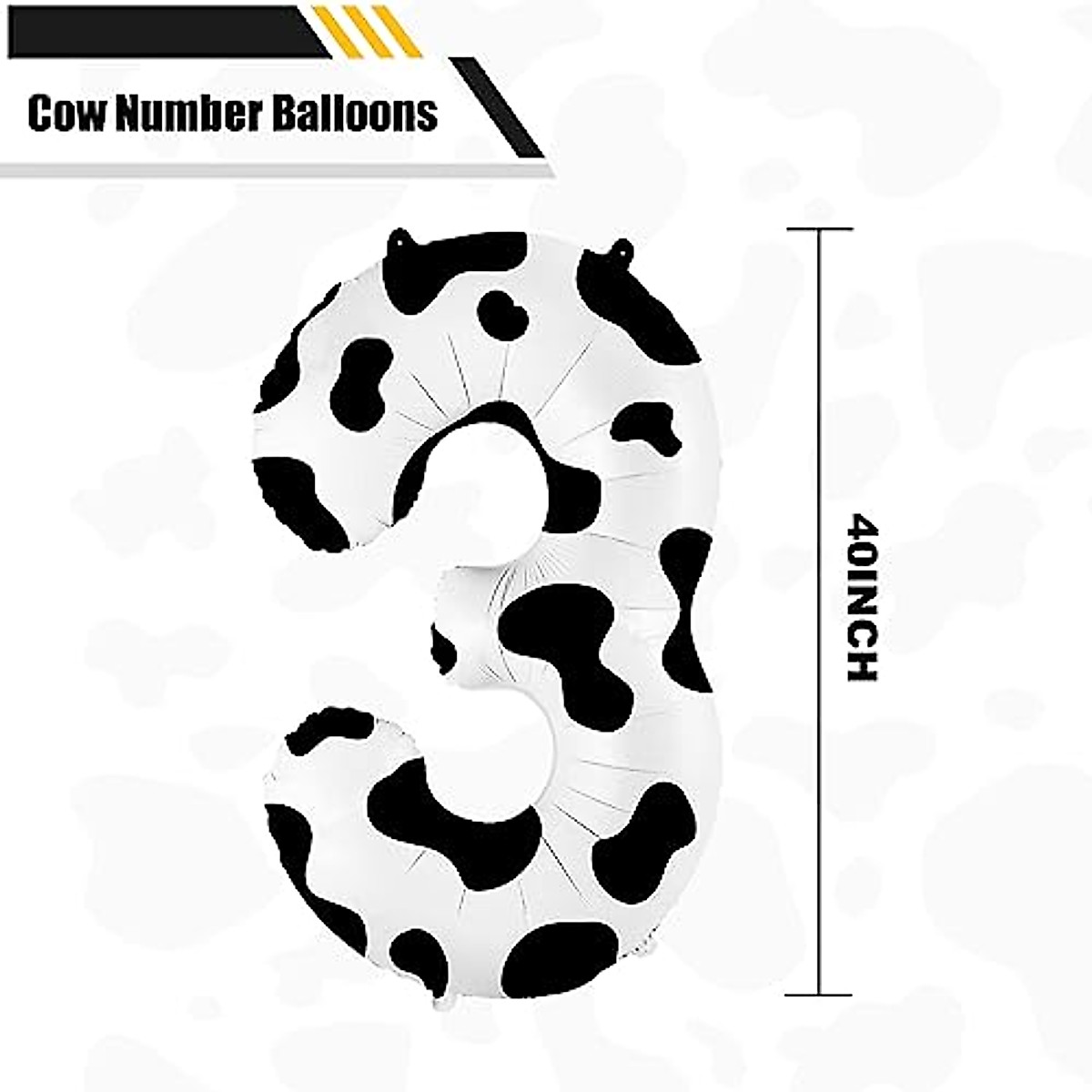 40 Inch Cow Print Number 3 Balloon for Cowgirl Cowboy Birthday Party Decorations Western Party Decorations Farm Party Decorations