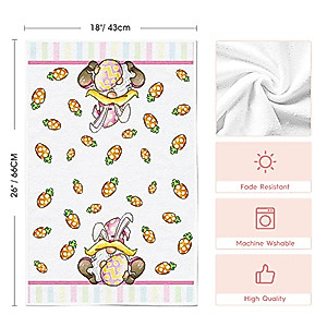 Artoid Mode Stripes Gnome Truck Egg Happy Easter Kitchen Towels Dish Towels, 18x26 Inch Seasonal Decoration Hand Towels Set of 2