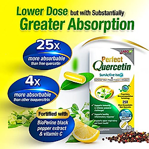 LABO Nutrition Perfect Quercetin SunActive IsoQ Bioflavonoids, 25x More Bioavailable Than Quercetin for Immune, Antioxidant, Allergy and Cardiovascular Support - Helps Improve Anti-Inflammatory - 60s