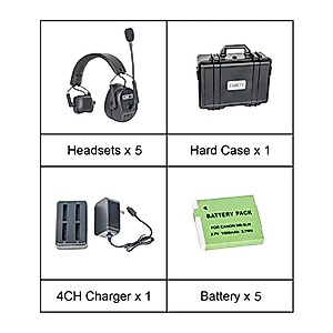 Came-TV Kuminik8 Wireless Intercom Headset Full Duplex Distance up to 1500ft (450 Meters) with Hardcase Single Ear (5-Pack)