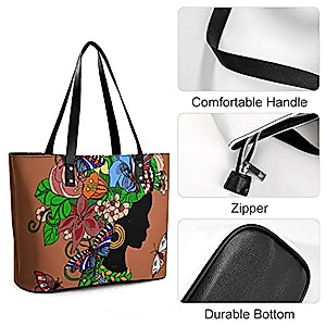 Womens Handbag Butterflies And Flowers Leather Tote Bag Top Handle Satchel Bags For Lady