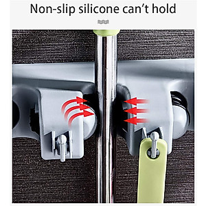 LEDWII Broom and Mop Holder, Storage Rack, Wall Mounted Tidy Organizer with 5 Position 6 Hooks, Storage Rack Organizer for Brush, Mop and Broom Tool, for Kitchen, Garden, Tools, Garage,Black