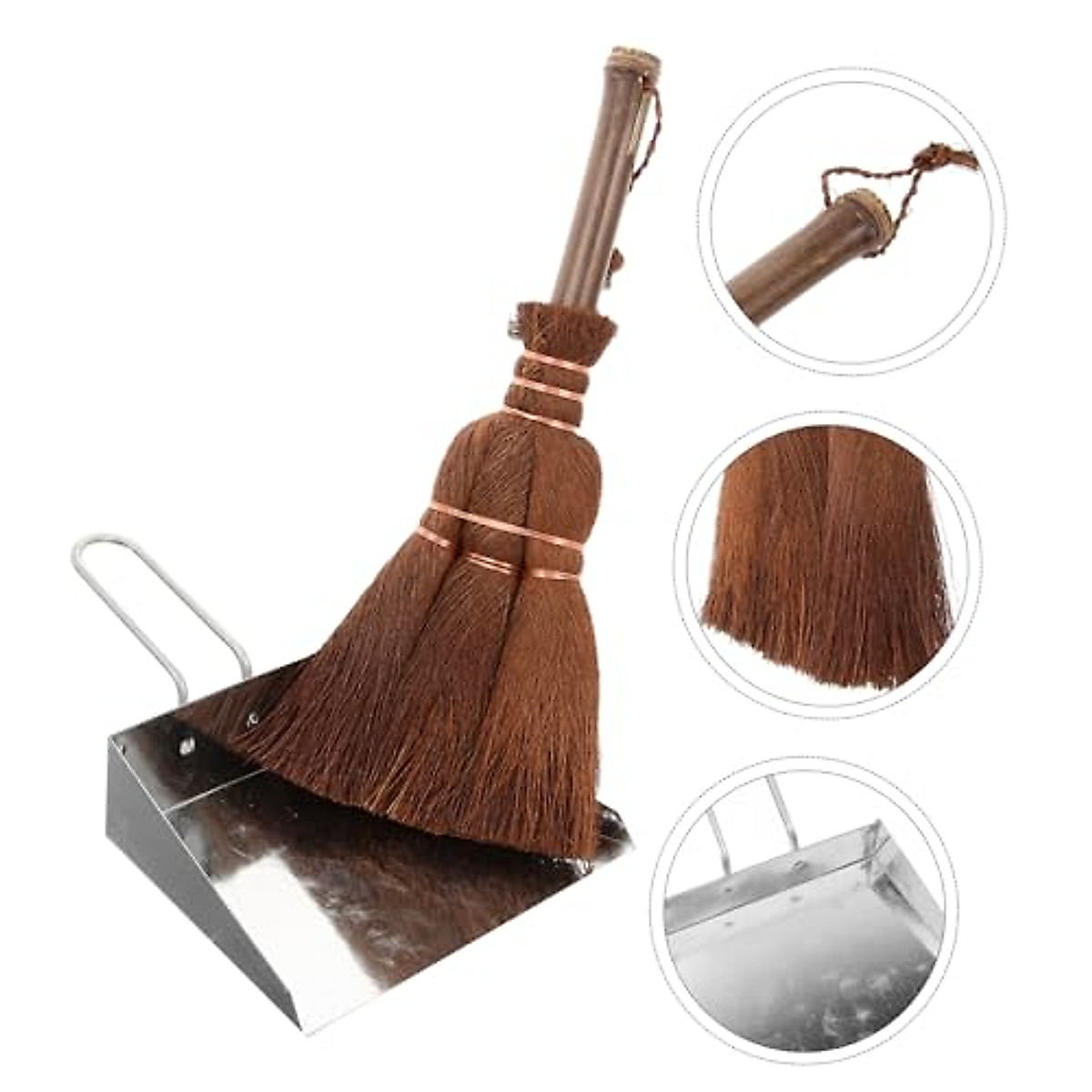 Healeved 1 Set Pet Cleaning Tool Desktop Waste Cleaning Tool Litter Scooper and Duster Desktop Dust Cleaner Outdoor Dustpan Mini Cleaning Broom Pet Cage Cleaning Tool Stainless Steel Brown