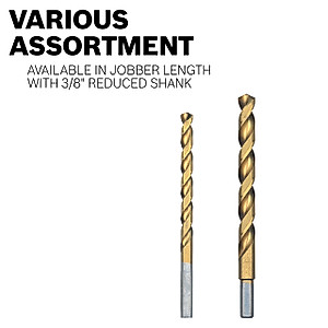 BOSCH TI2149 1-Piece 11/32 In. x 4-3/4 In. Titanium Nitride Coated Metal Drill Bit with 3/8 In. Reduced Shank for Applications in Heavy-Gauge Carbon Steels, Light Gauge Metal, Hardwood