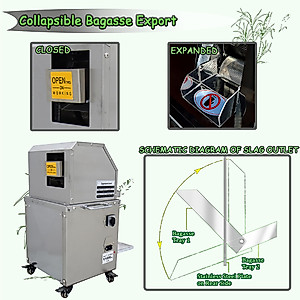 INTSUPERMAI Commercial Sugar Cane Press Juicer Machine with Cleaning Port 304 Stainless Steel Rollers Three Rollers Sugarcane Juice Extractor for Commercial Home Use 110V 750W