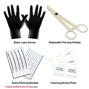 175 Pieces 14G and 16G Body Piercing Jewelry Starter Kit w Piercing Needles and 25 Pc Retainer Bonus