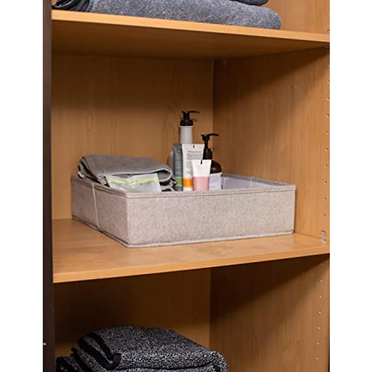 Internet's Best Small Collapsible Under the Bed Storage Bin - Small Square - 14.5 x 14.5 - Short Closet Shelf Open Storage - Rigid Frame Canvas Container
