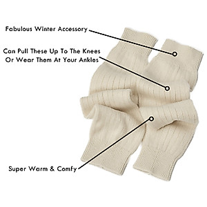 Cashmere Boutique Long Leg Warmers for Women and Girls – Perfect for Any Occasion, Stylish, Fancy, Super Warm & Comfy Winter Leg Warmer Socks - Black, One Size