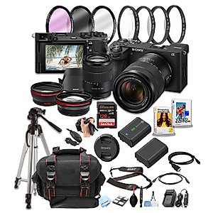 Sony a6700 Mirrorless Camera with 18-135mm Lens + 128GB Pro Speed Memory + Case + Tripod + Software Pack -Proffesional Photo Bundle (Renewed)