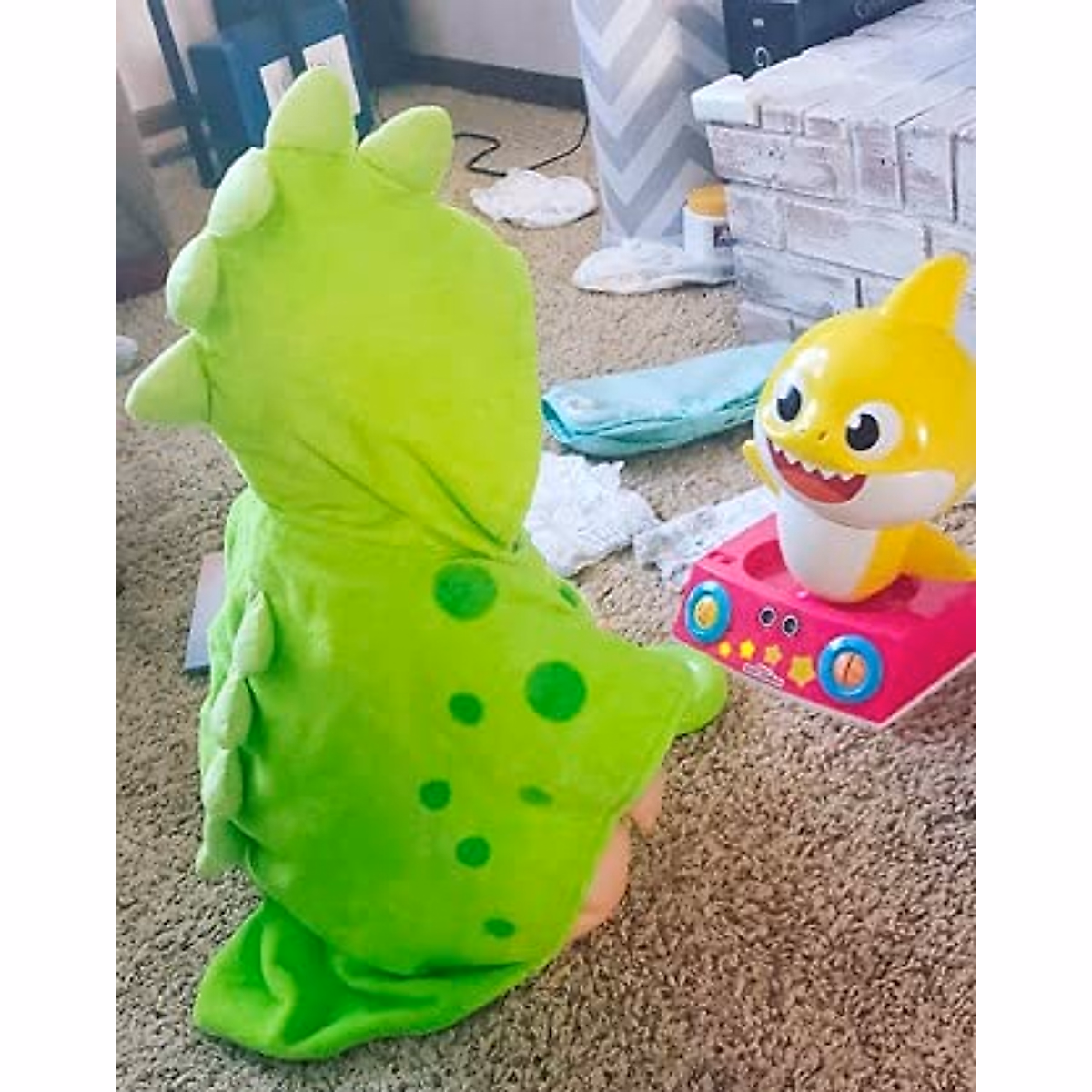 Maleroads Soft Cotton Baby Bath Towel Beach Towel Bathrobe for Kids 0-4 Years (Green Dinosaur, 21.545inch)