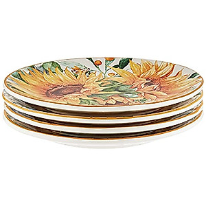 Certified International Sunflower Fields 9" Salad/Dessert Plates, Multi Colored, Medium, Set of 4