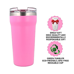 HomeRod [2 PACK 18 oz Stainless Steel Travel Insulated Tumbler Cup for Hot and Cold Drinks,Coffee Mugs with Lid (Pink and Blue)